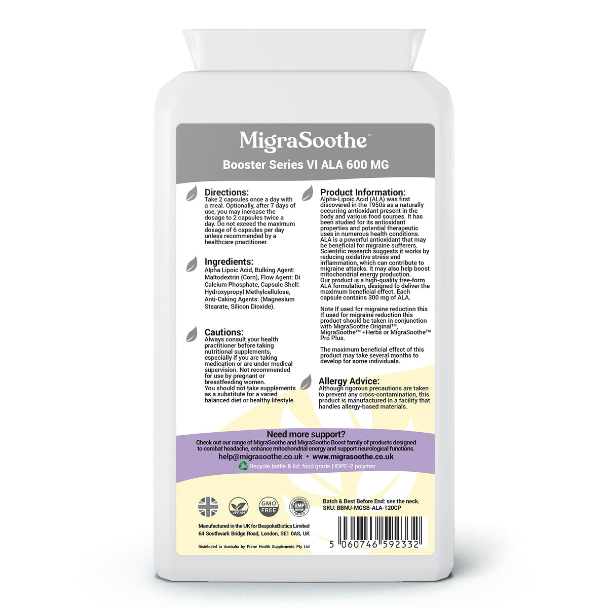 MigraSoothe Alpha Lipoic Acid Booster Series VI – High Potency ALA for ...