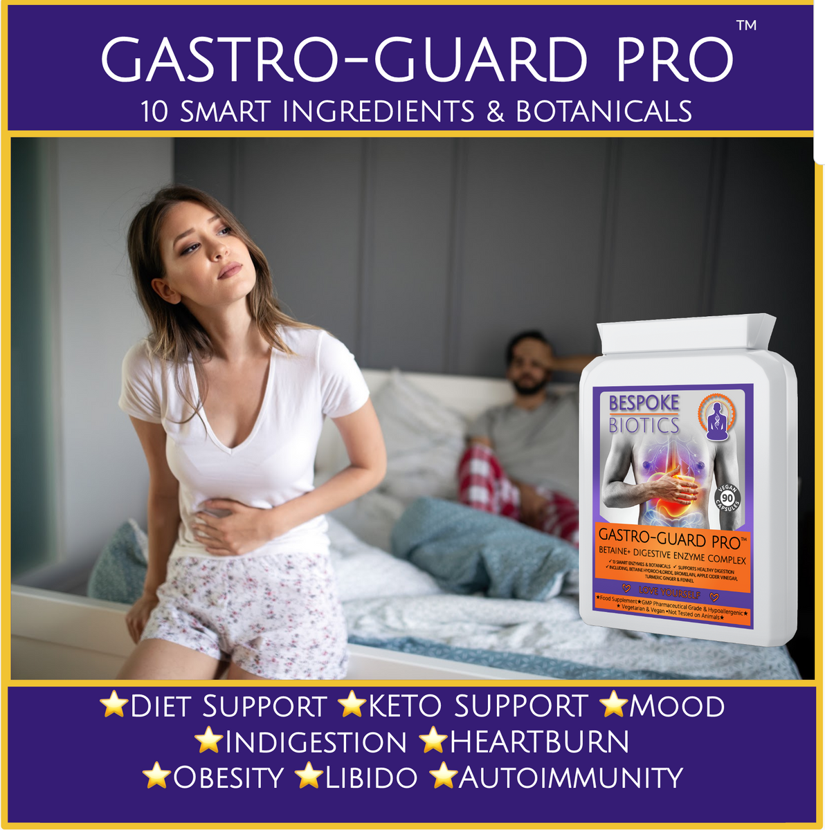 Gastro-Guard Pro Betaine+ Digestive Enzymes | 90 Caps | Betaine HCL ...