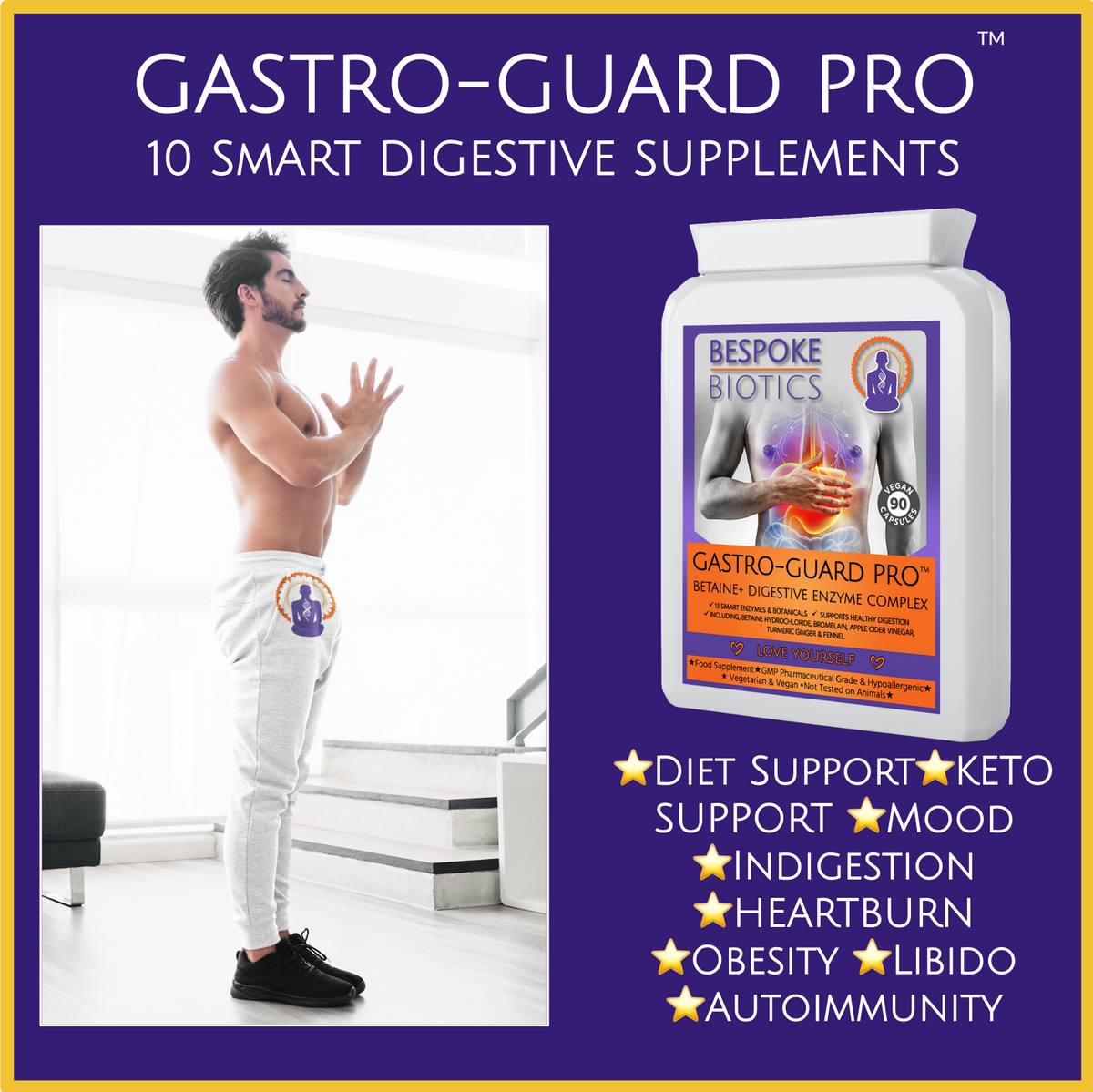 Gastro-Guard Pro Betaine+ Digestive Enzymes | 90 Caps | Betaine HCL ...